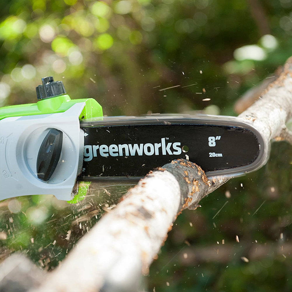 Battery powered chainsaw on a pole store